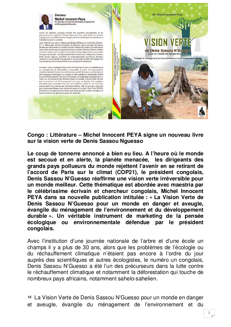 Congo : Littérature – Michel Innocent PEYA signe un nouveau livre sur ...