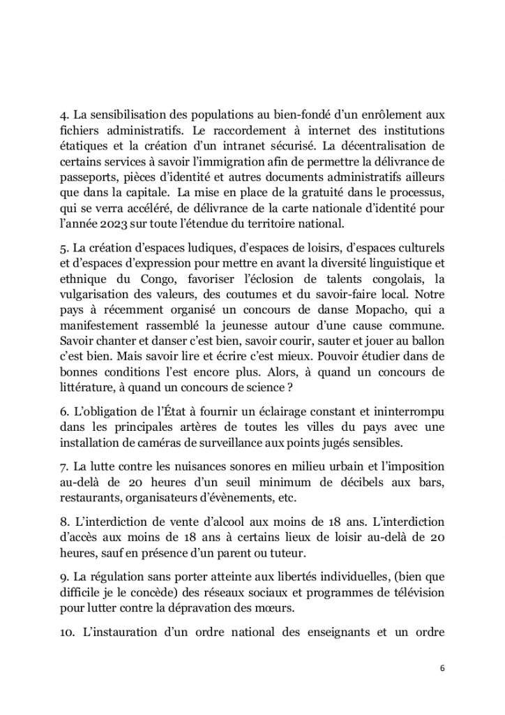Message au ministre de l’intérieur de la République du Congo – Zenga-Mambu